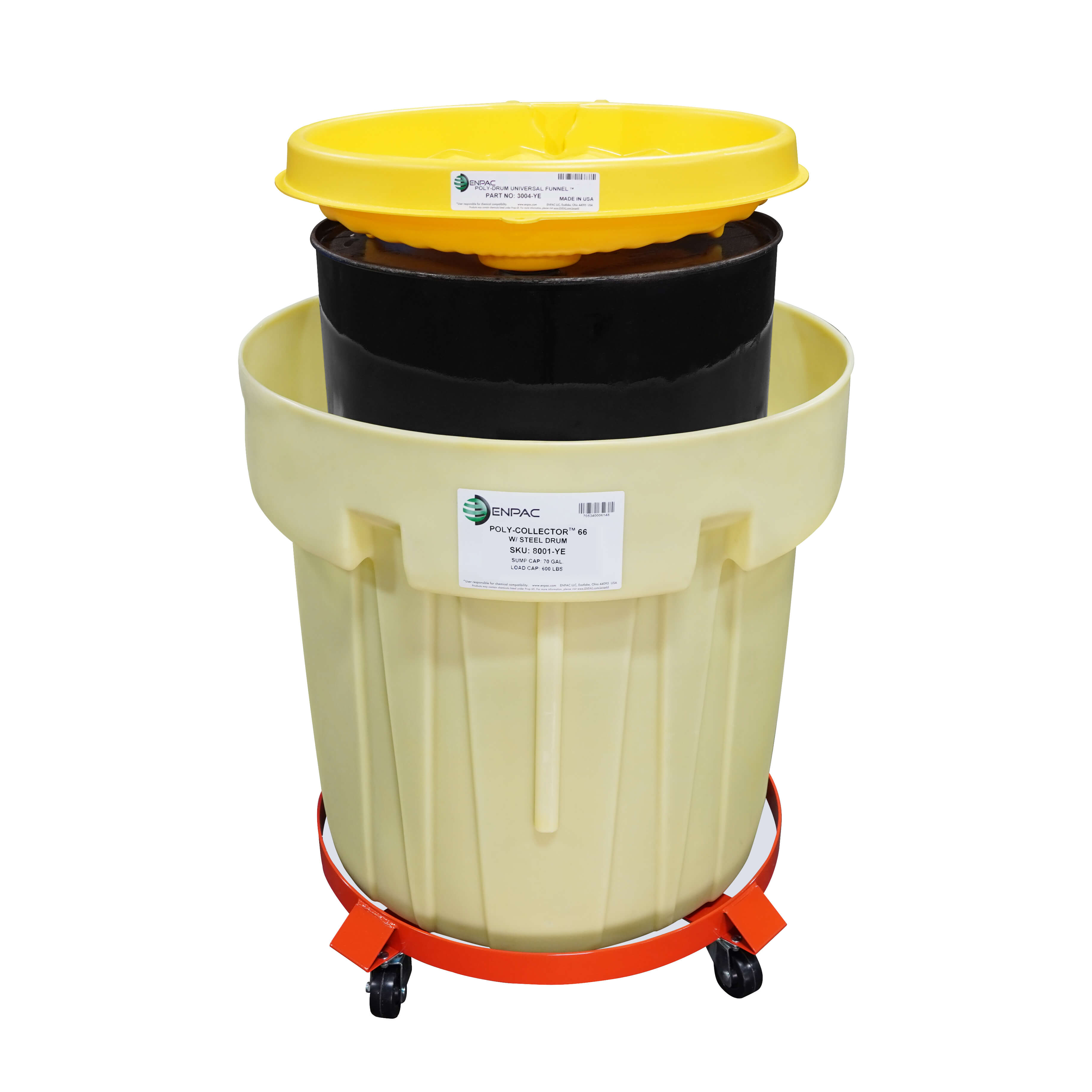 Poly Spill Collector 66 With Steel Drum, Yellow - SpilKleen